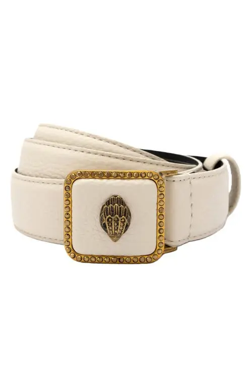 Kurt Geiger Crystal Eagle Buckle Leather Belt - White
