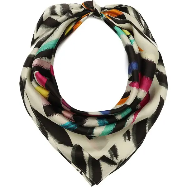 Kurt Geiger Rainbow Zebra Silk Square Scarf - White/rainbow