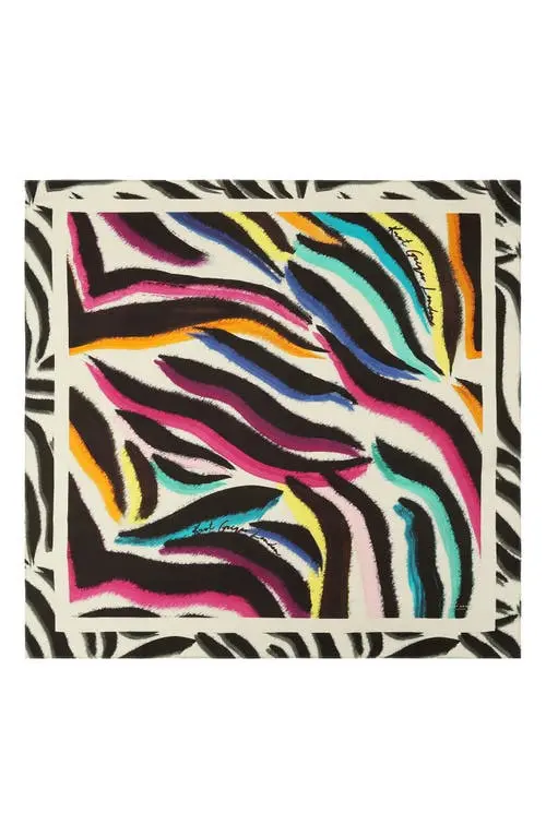 Kurt Geiger Rainbow Zebra Silk Square Scarf