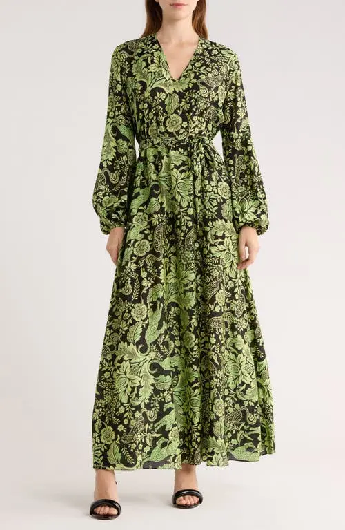 Diane Von Furstenberg Floral Tie Waist Maxi Dress