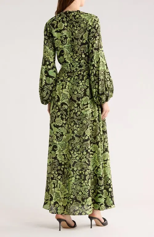 Diane Von Furstenberg Floral Tie Waist Maxi Dress