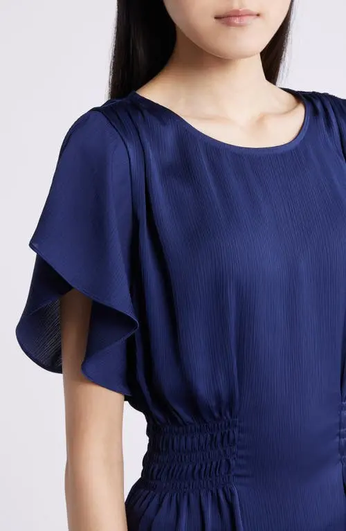 Anne Klein Flutter Sleeve Smocked Waist Top - Distant Mountain