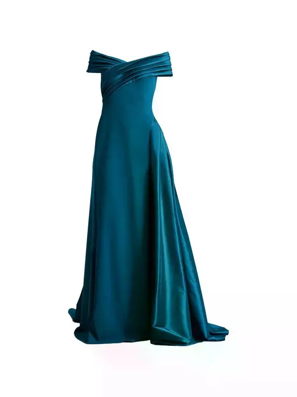 Tadashi Shoji Pleated Off-shoulder Maxi Dress - Blue