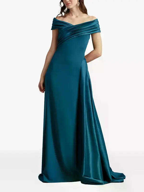 Tadashi Shoji Pleated Off-shoulder Maxi Dress - Blue