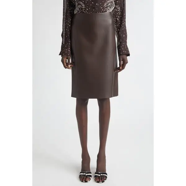 FERRAGAMO Lambskin Leather Pencil Skirt
