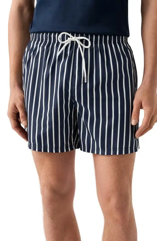 Eton Striped Swim Trunks - Dark Blue