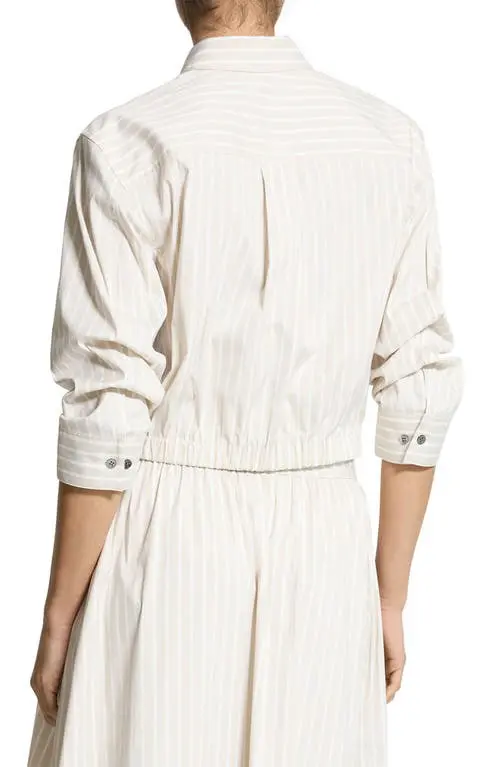 Theory Stripe Cotton Blend Button-up Shirt - Sand Multi