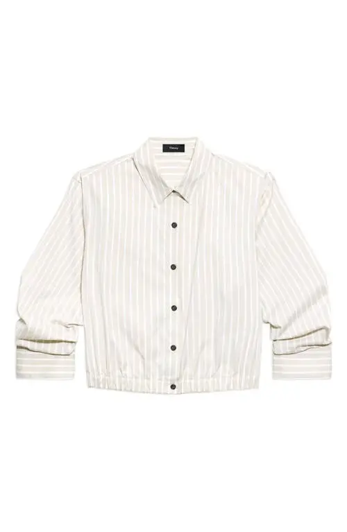 Theory Stripe Cotton Blend Button-up Shirt - Sand Multi