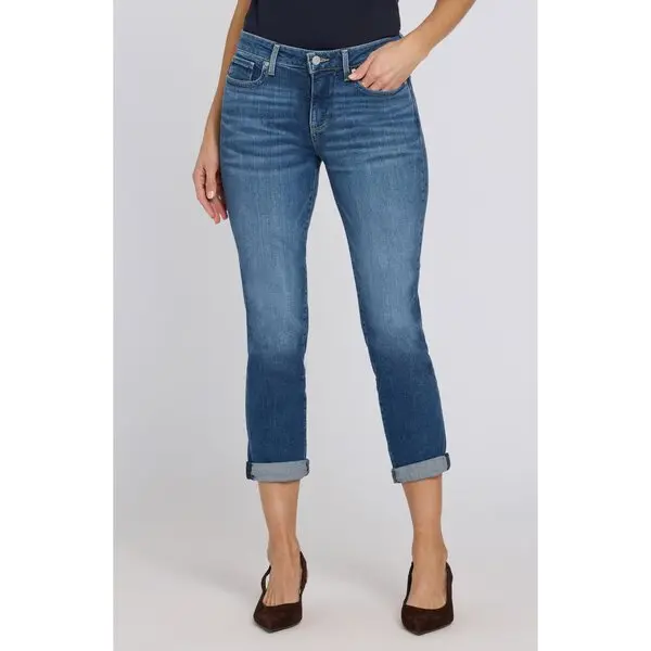 NYDJ Sheri Cuffed Ankle Crop Slim Leg Jeans - Opera Blue