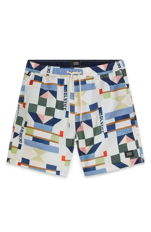 Scotch & Soda Patchwork Print Swim Trunks