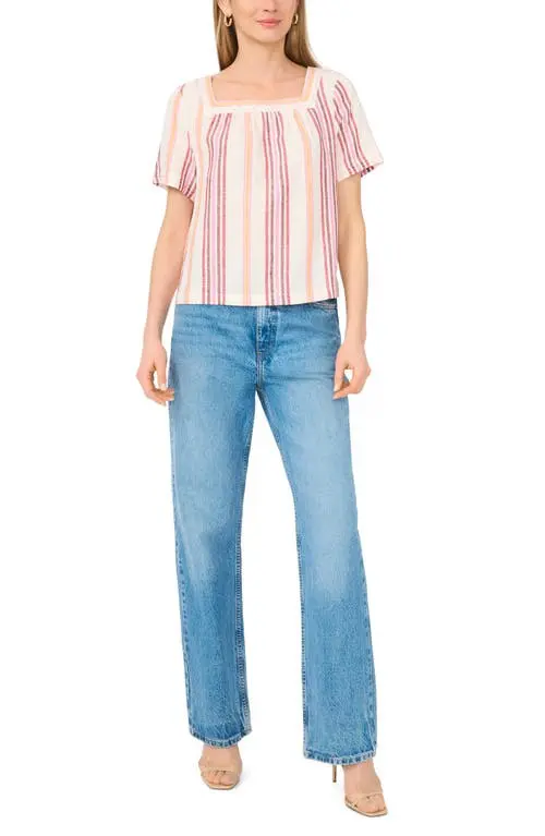 Vince Camuto Stripe Square Neck Top - Tangerine
