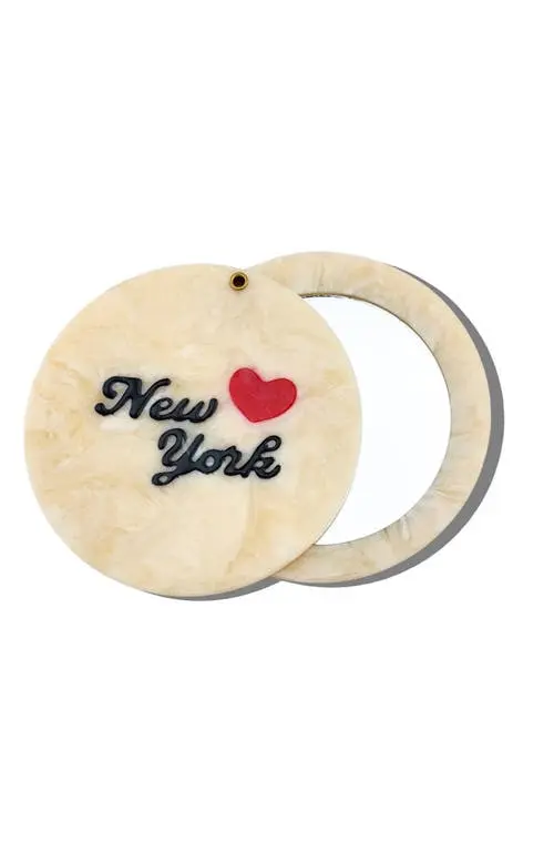 SOLAR ECLIPSE Hand Painted New York Compact Mirror - Cream