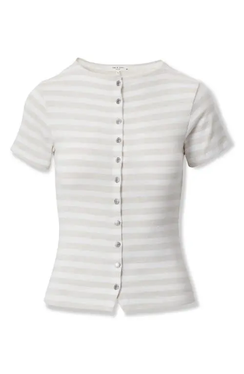 Rag & Bone Knit Stripe Button-up T-shirt