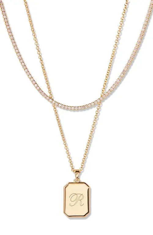 BROOK & YORK Willow Tennis Layering Set Of 2 Engravable Necklaces - Gold