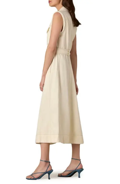 Wit & Wisdom Topstitch Sleeveless Midi Shirtdress