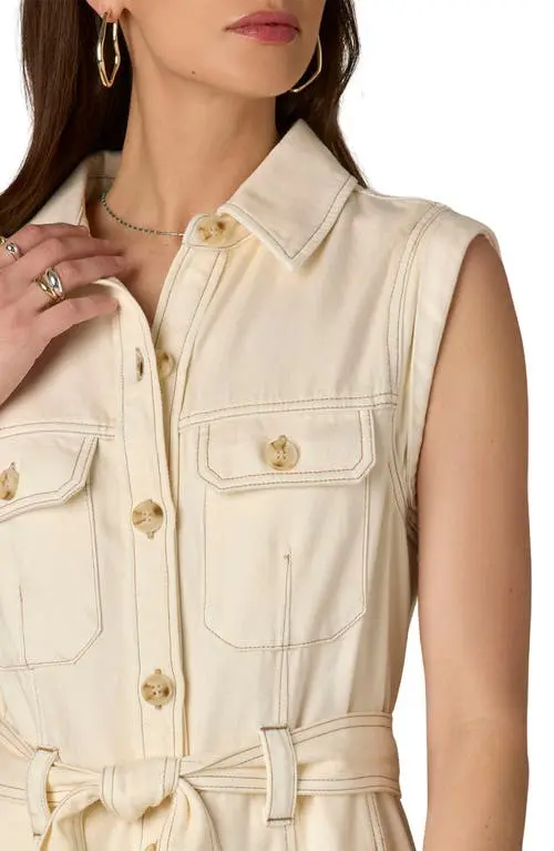 Wit & Wisdom Topstitch Sleeveless Midi Shirtdress
