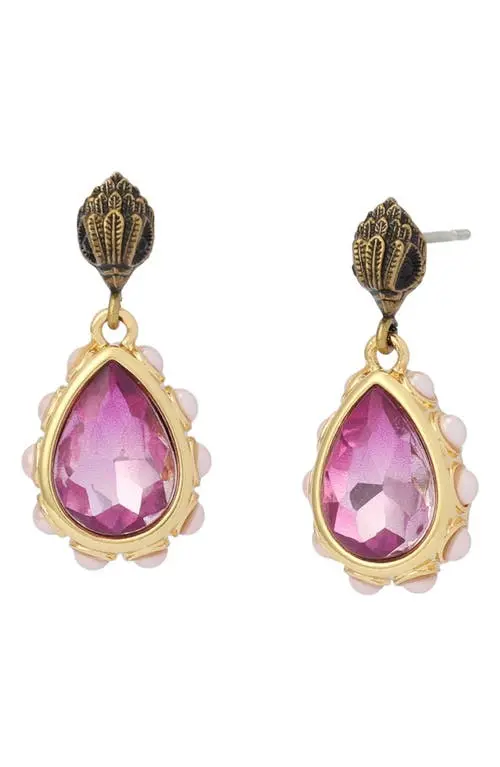 Kurt Geiger Eagle Faux Pearl & Crystal Drop Earrings - Pink