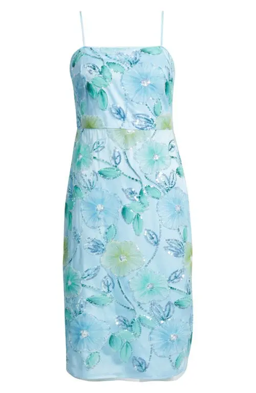 eliza j embroidered sequin midi dress Eliza J Sequin Floral Embroidery Fit & Flare Midi Dress In Navy - 30% Off