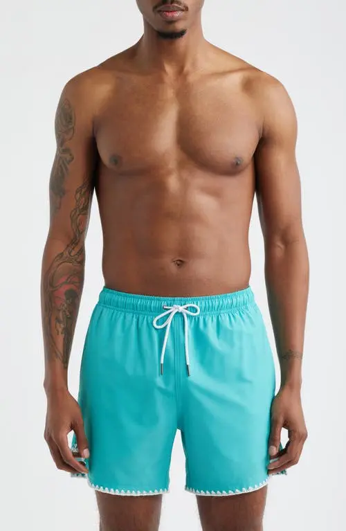MAVRANS Stitched Waterproof Swim Trunks - Teal