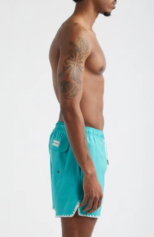 MAVRANS Stitched Waterproof Swim Trunks - Teal