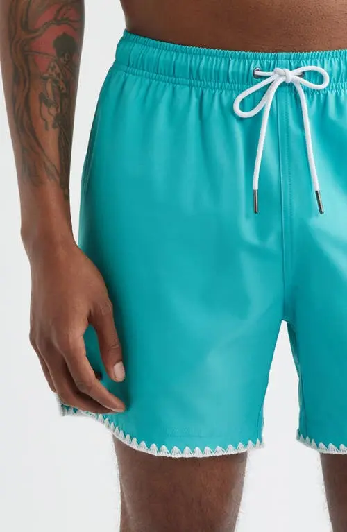 MAVRANS Stitched Waterproof Swim Trunks - Teal