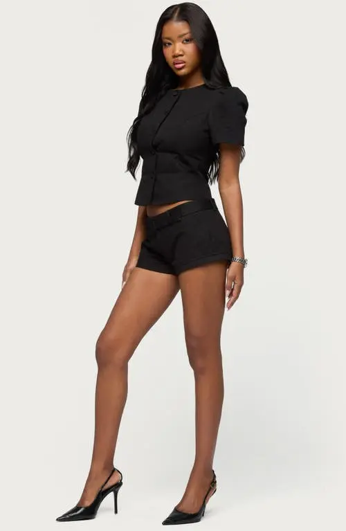 EDIKTED Cotton Twill Button-up Crop Shirt