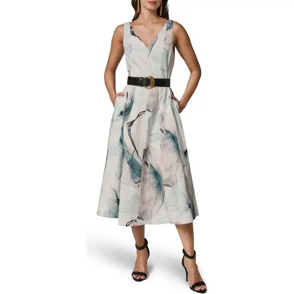 Donna Karan New York Belted A-line Midi Dress