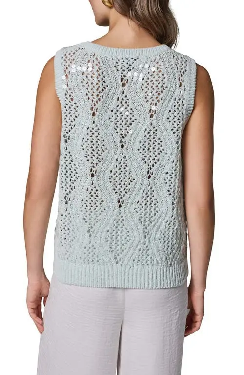 Donna Karan New York Open Stitch Sequined Sweater - Skylight