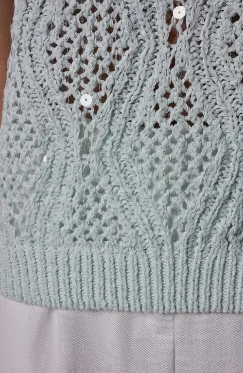 Donna Karan New York Open Stitch Sequined Sweater - Skylight