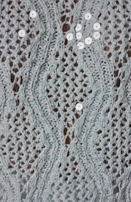 Donna Karan New York Open Stitch Sequined Sweater - Skylight