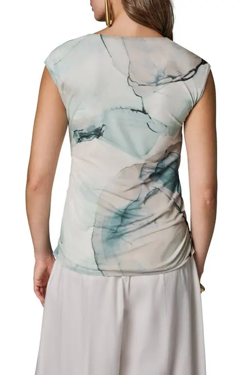Donna Karan New York Abstract Print Center Ruched Knit Tank