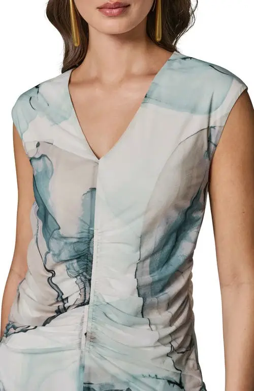 Donna Karan New York Abstract Print Center Ruched Knit Tank