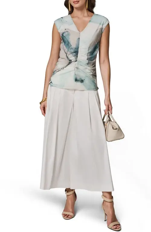 Donna Karan New York Abstract Print Center Ruched Knit Tank