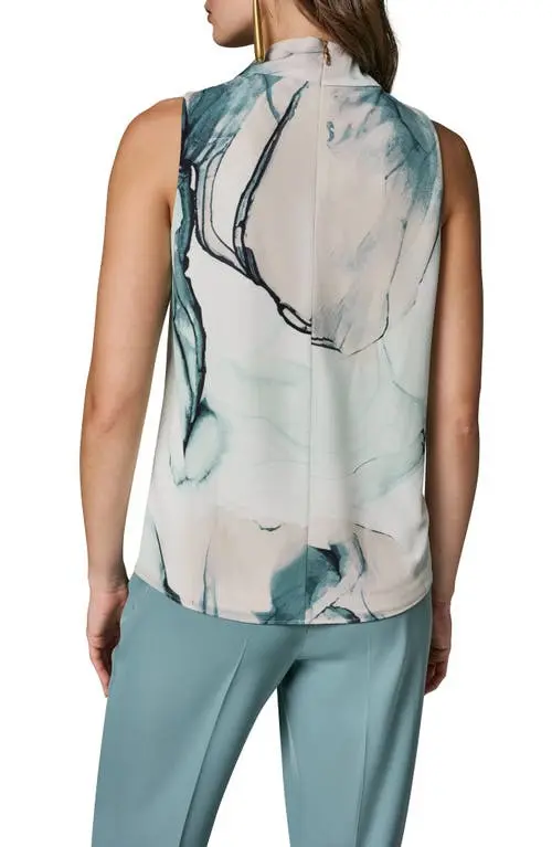 Donna Karan New York Abstract Print Drape Shoulder Tank