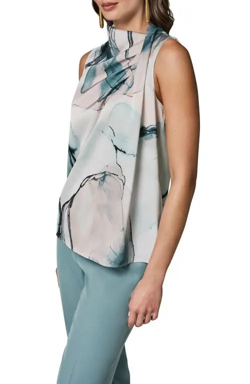 Donna Karan New York Abstract Print Drape Shoulder Tank
