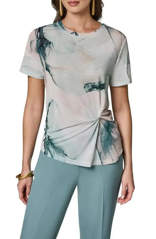 Donna Karan New York Abstract Print Knit Top With Side Twist