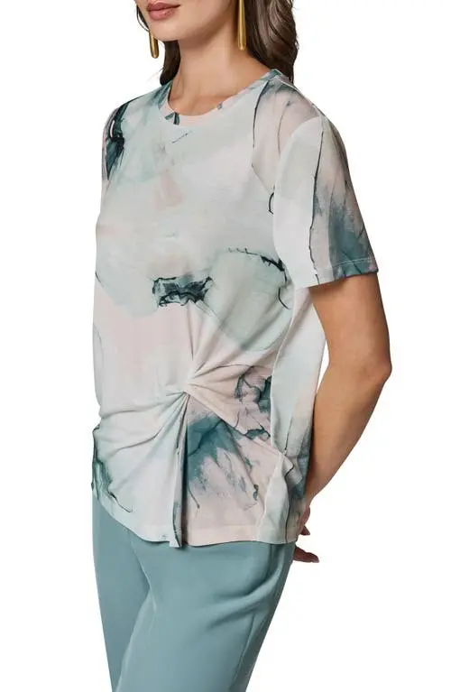 Donna Karan New York Abstract Print Knit Top With Side Twist