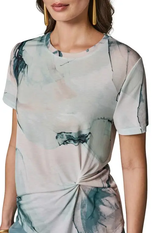 Donna Karan New York Abstract Print Knit Top With Side Twist