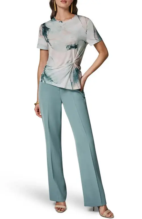 Donna Karan New York Abstract Print Knit Top With Side Twist