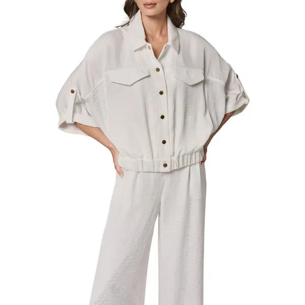 Donna Karan New York Dolman Sleeve Button-up Top - Cream