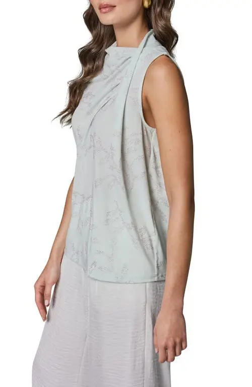 Donna Karan New York Hotfix Twist Drape Sleeveless Top - Skylight