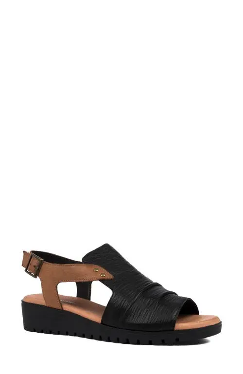 DJANGO AND JULIETTE Madis Low Wedge Sandal - Black/dark Tan