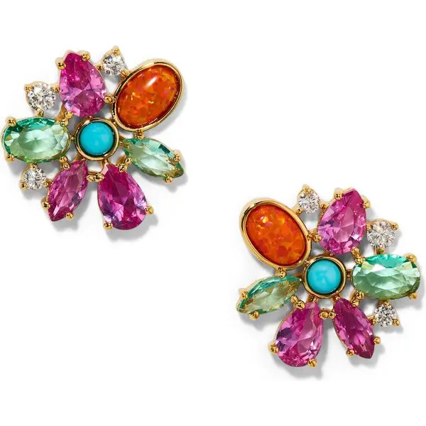 Nadri Frieda Floral Stud Earrings - Gold