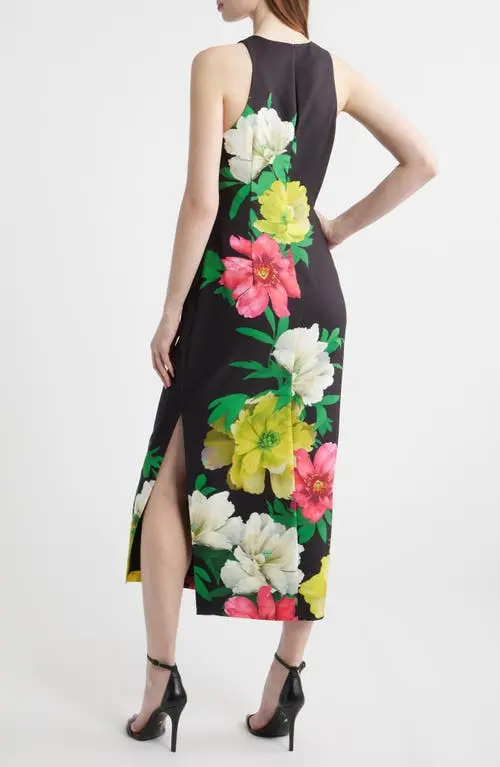 Adrianna Papell Floral Satin Gown