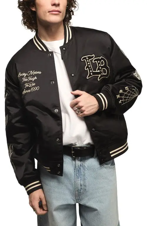 Lucky Brand Satin Varsity Jacket