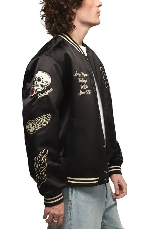 Lucky Brand Satin Varsity Jacket