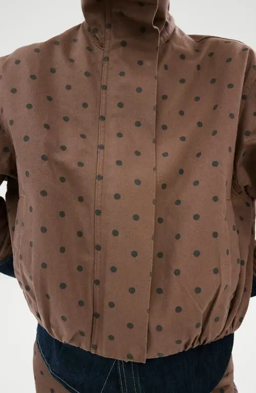 Mango Printed Denim Bomber Jacket - Chocolate