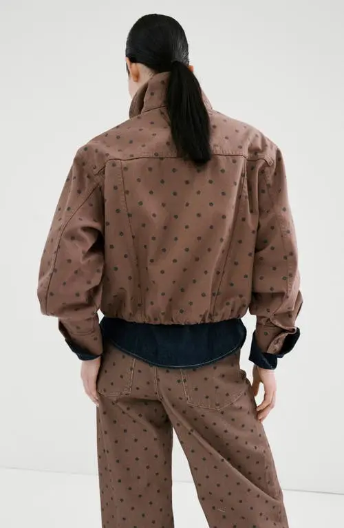 Mango Printed Denim Bomber Jacket - Chocolate
