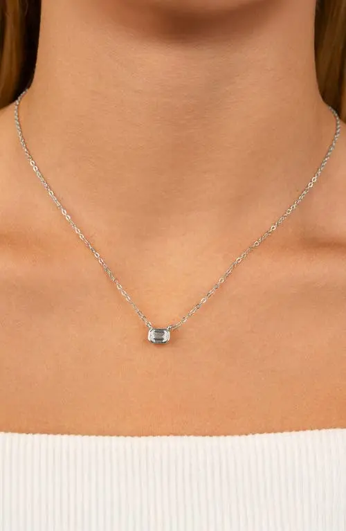 Sterling Forever Emerald Cut Cubic Zirconia Pendant Necklace - Silver