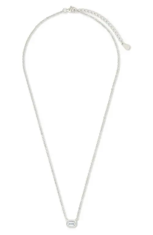 Sterling Forever Emerald Cut Cubic Zirconia Pendant Necklace - Silver